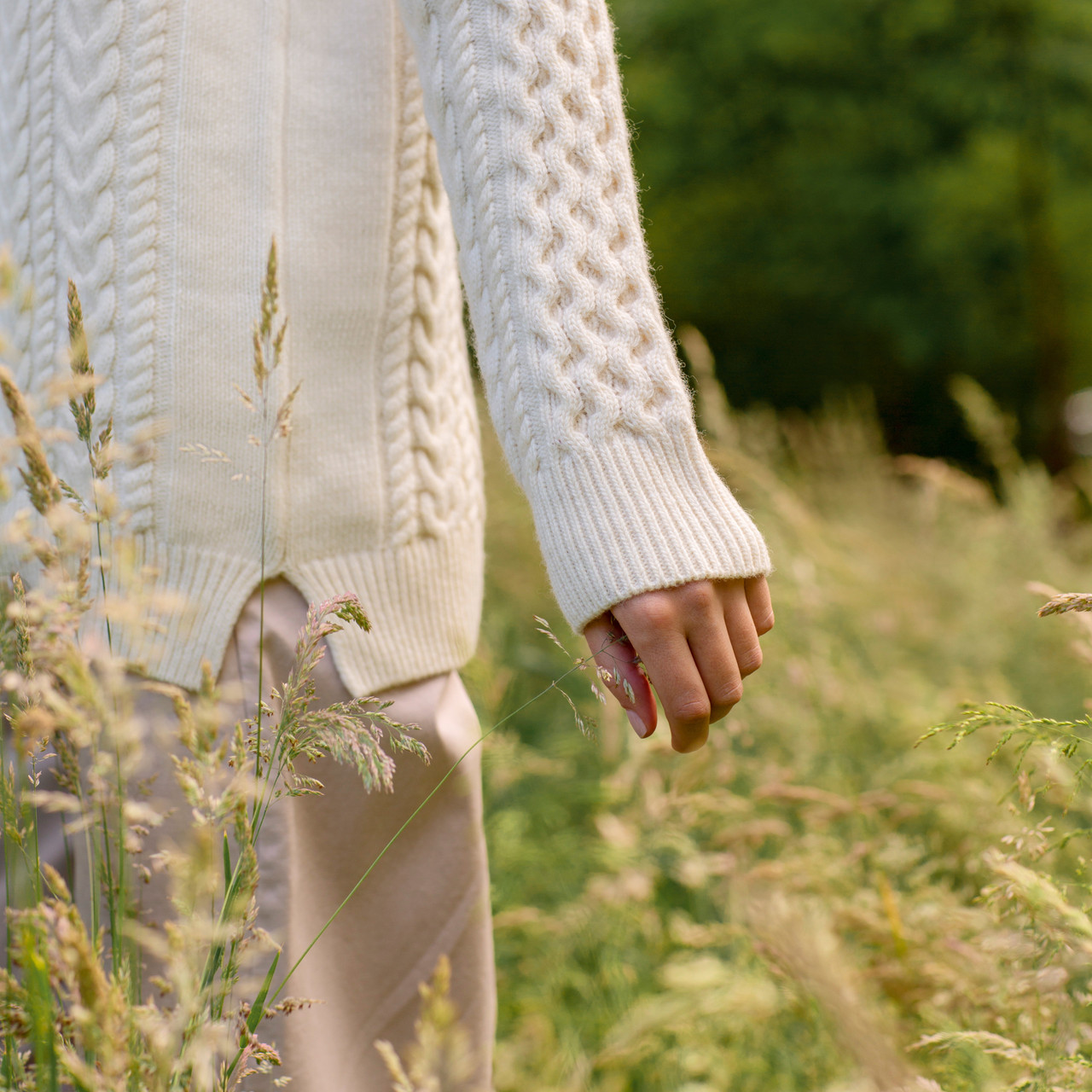 Deirdre Edge to Edge Double Diamond Aran Cardigan | Kilkenny Design